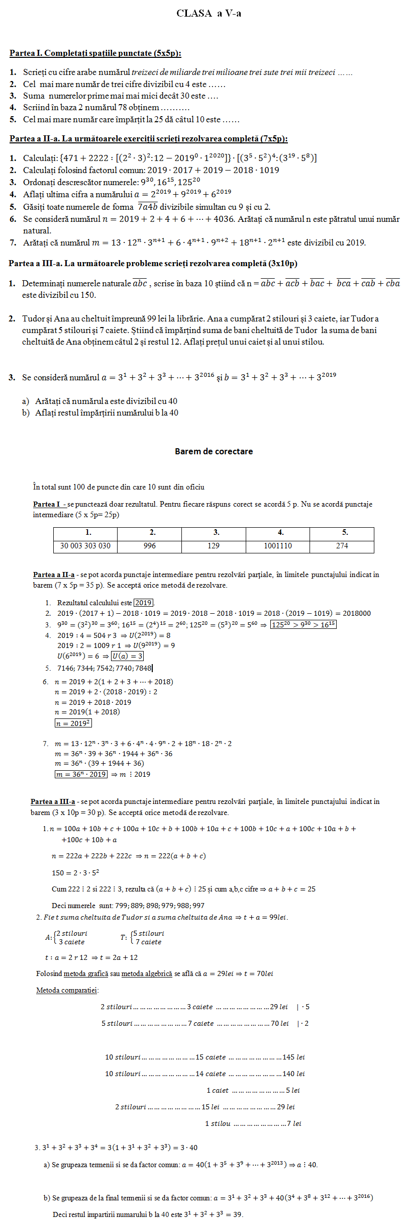 Clasa a V-a - Matematica Interactiva